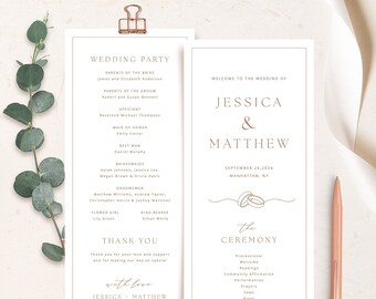 Modern Wedding Program Template, Elegant Wedding Ceremony Program ...