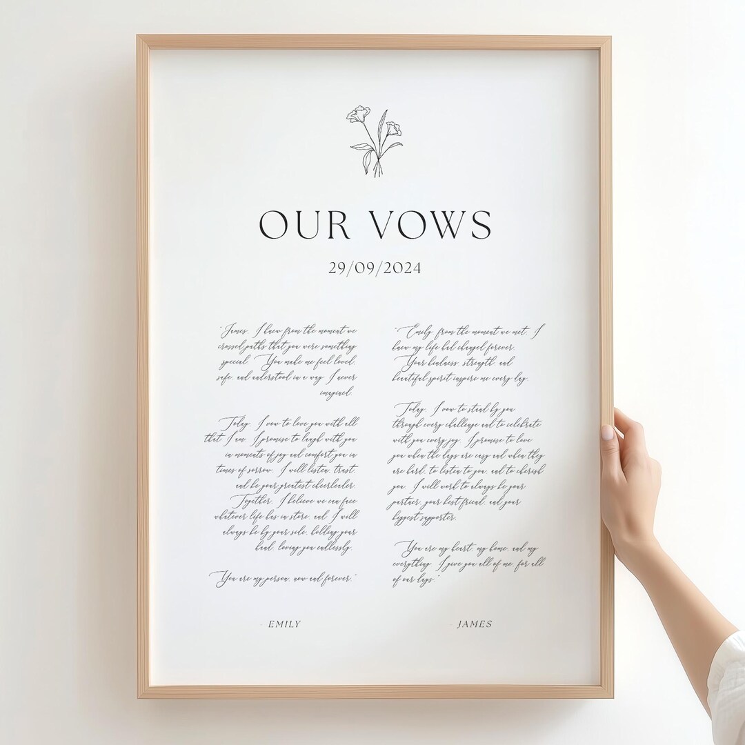 Wedding Vows Wall Art Our Vows Digital Wedding Vows Keepsake First ...