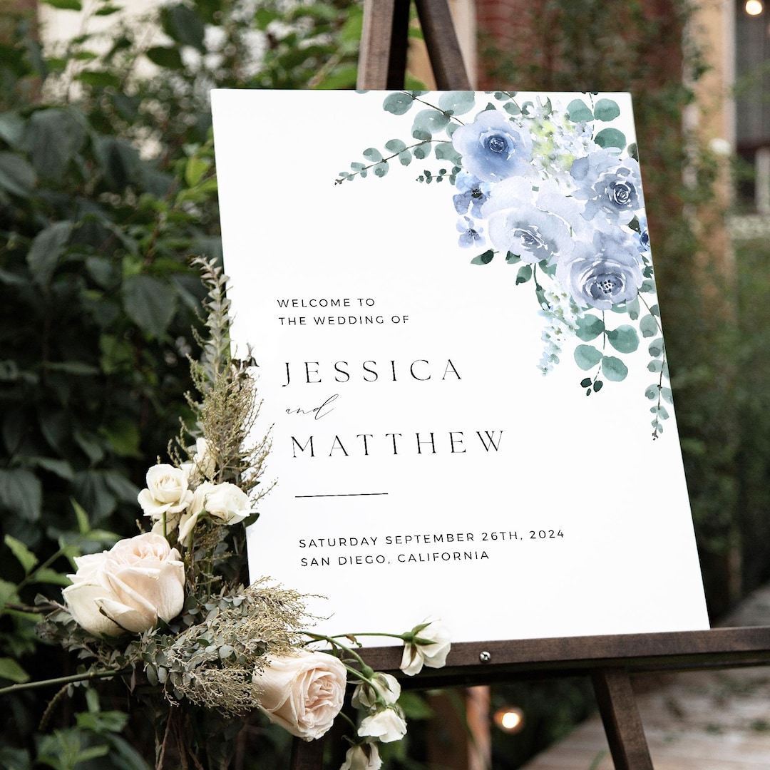 Blue Wedding Welcome Sign Template Editable Wedding Decor Blue Entrance ...