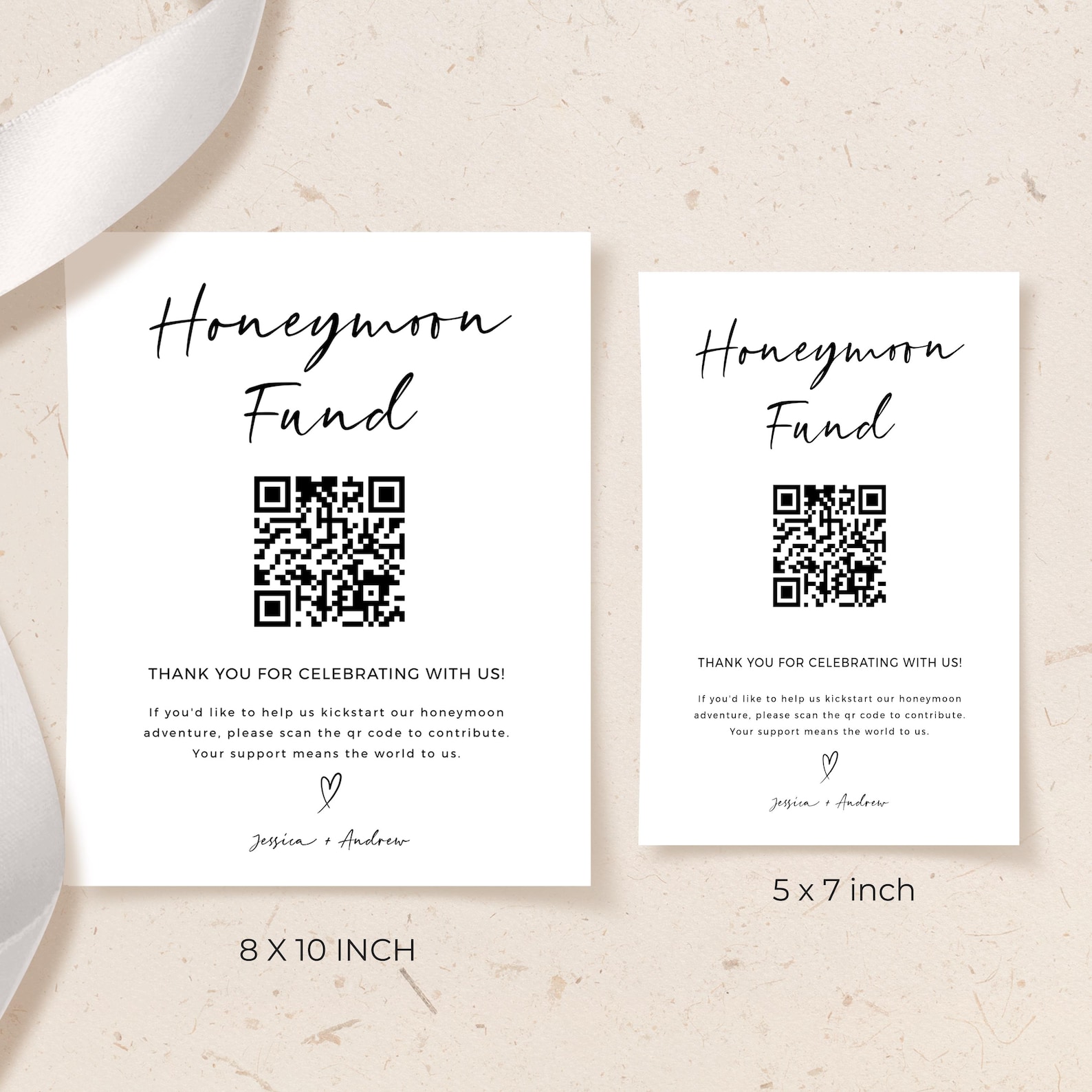 Minimalist Honeymoon Fund QR Code Sign Template Editable Wedding Venmo ...