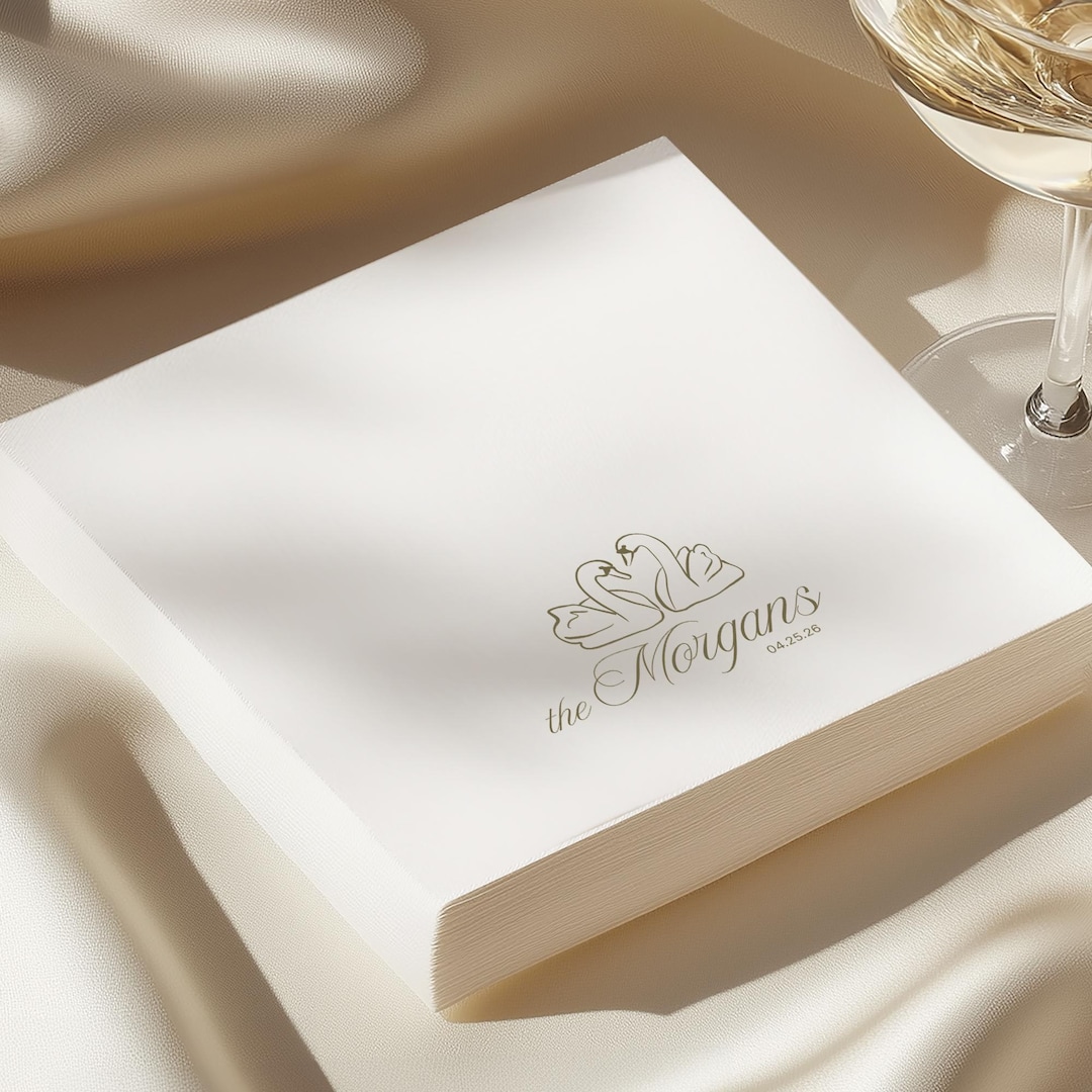 Custom Wedding Napkins With Name Elegant Cocktail Napkins Personalized ...