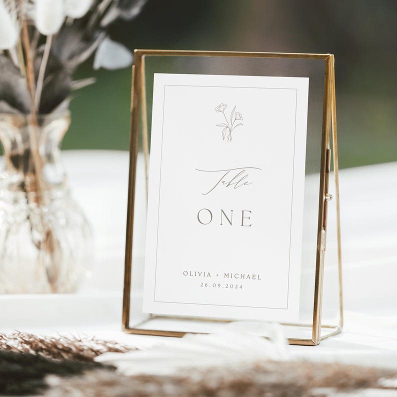 Elegant Wedding Table Numbers Template Printable Editable Table Number ...