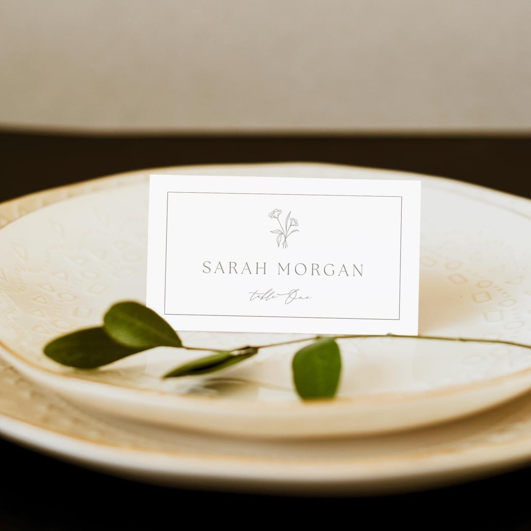 Elegant Wedding Place Card Template Printable Place Cards With Border ...