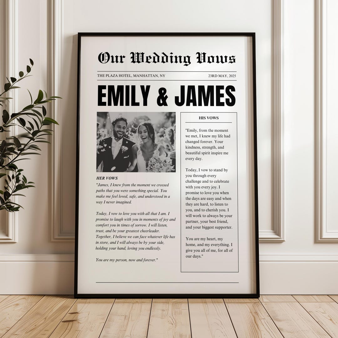 Wedding Vows Wall Art Our Vows Print Wedding Anniversary Gift for Him ...