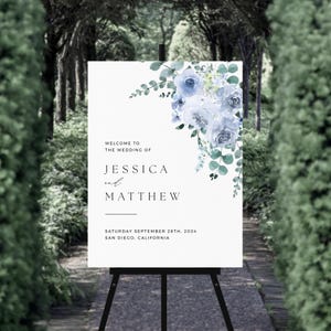 Blue Wedding Welcome Sign Template Editable Wedding Decor Blue Entrance ...