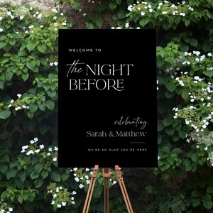 The Night Before Welcome Sign Template Black Editable Rehearsal Dinner ...