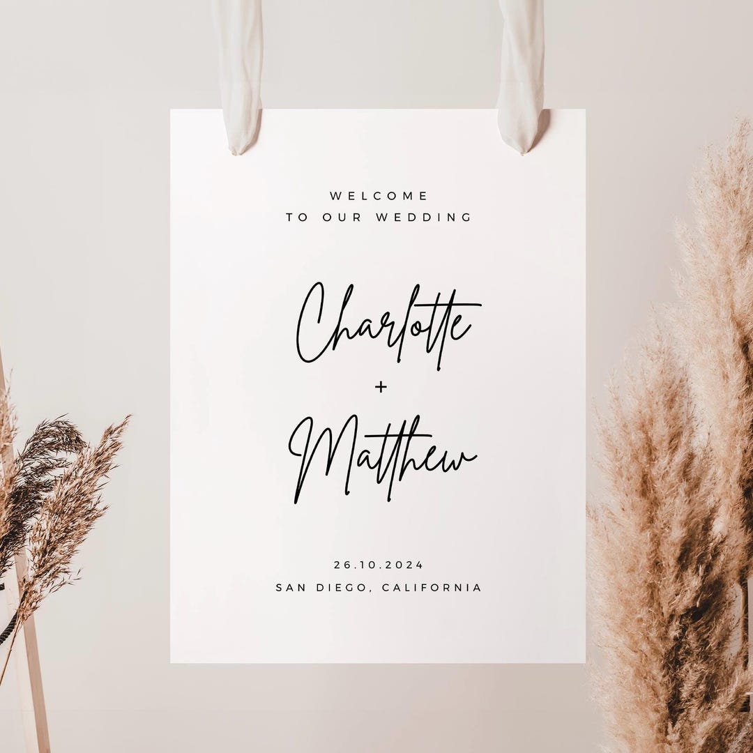 Modern Wedding Welcome Sign Template Editable Minimalist Wedding ...