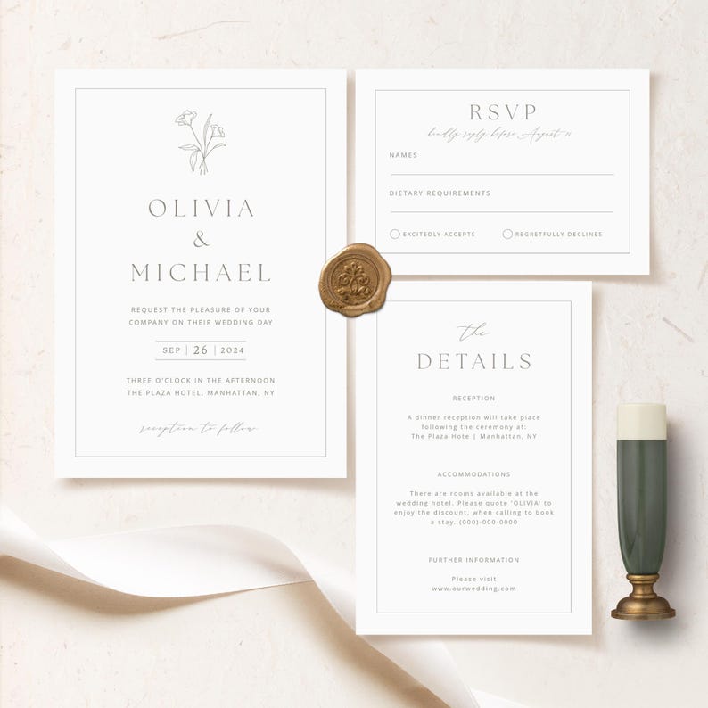 Elegant Wedding Invitation Suite Template Elegant Wedding Invitation ...