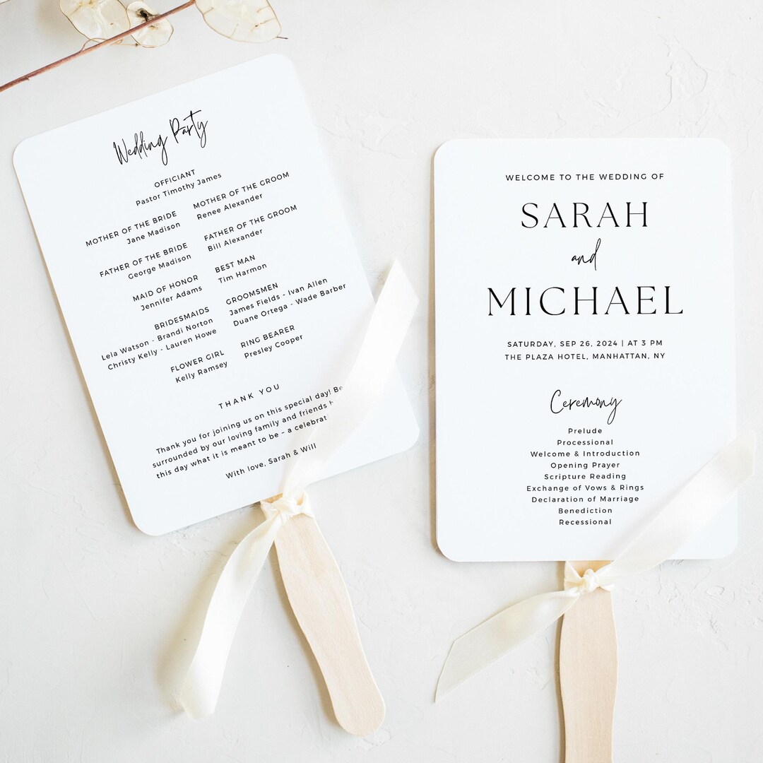 Wedding Program Fan Template Printable Ceremony Programs Instant ...