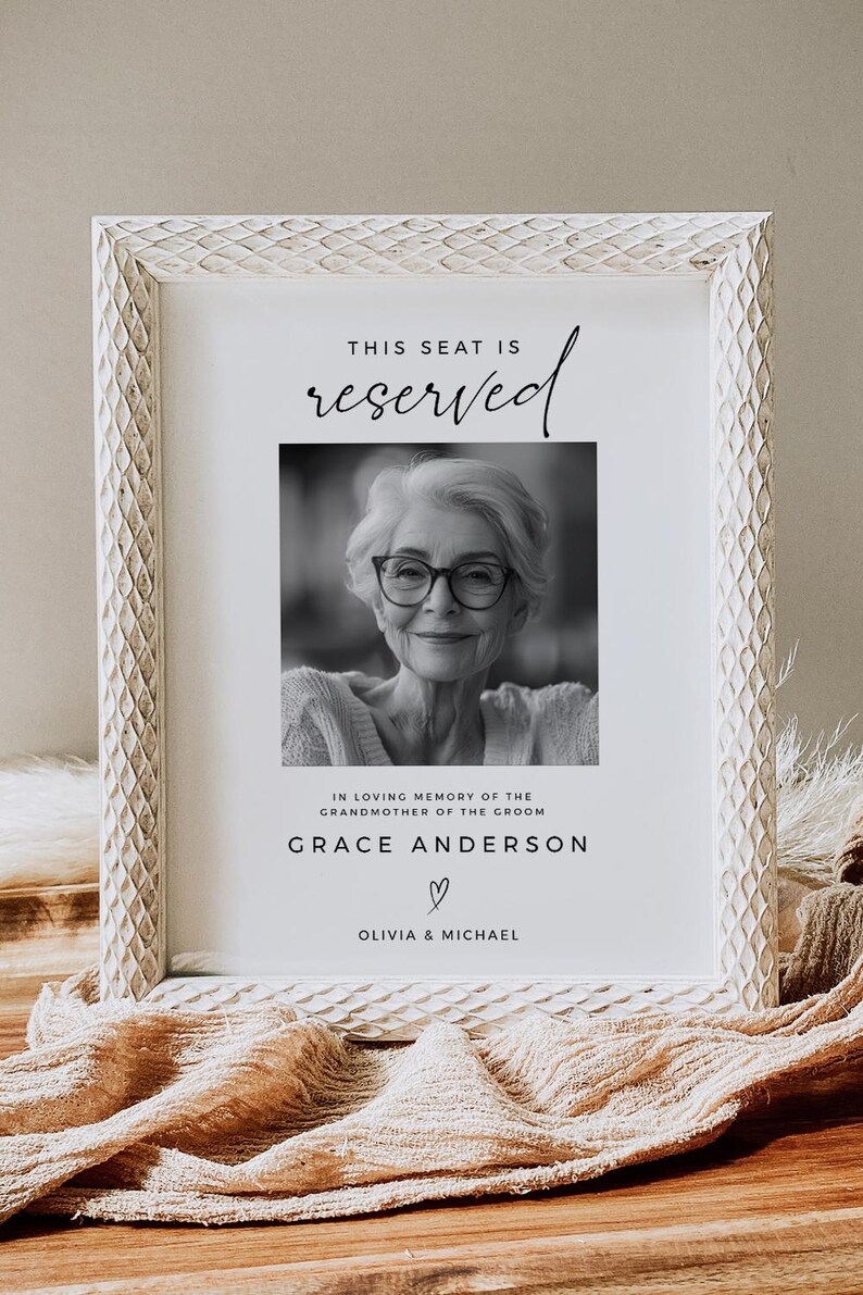 Wedding Memorial Sign Template Reserved Seat Sign Customizable Decor in ...