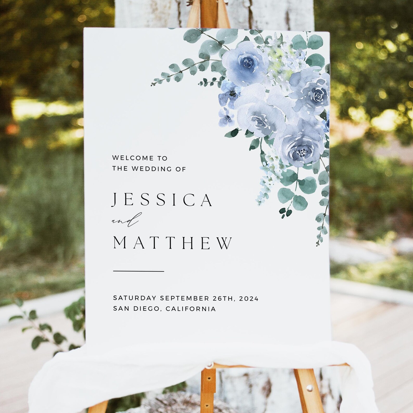 Blue Wedding Welcome Sign Template Editable Dusty Blue Wedding Welcome ...