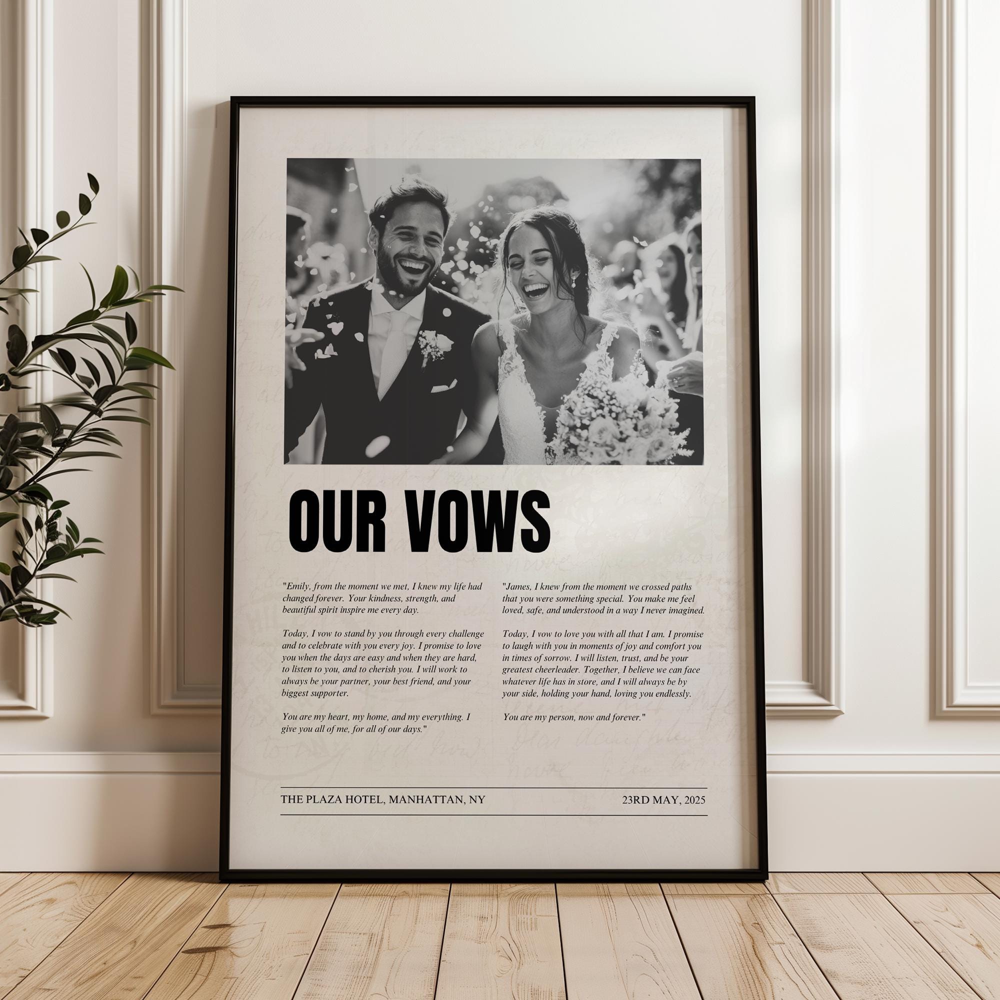 Custom Wedding Vows Print for Couple Personalized Vow Wall Art First ...