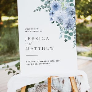 Blue Wedding Welcome Sign Template Editable Wedding Decor Blue Entrance ...