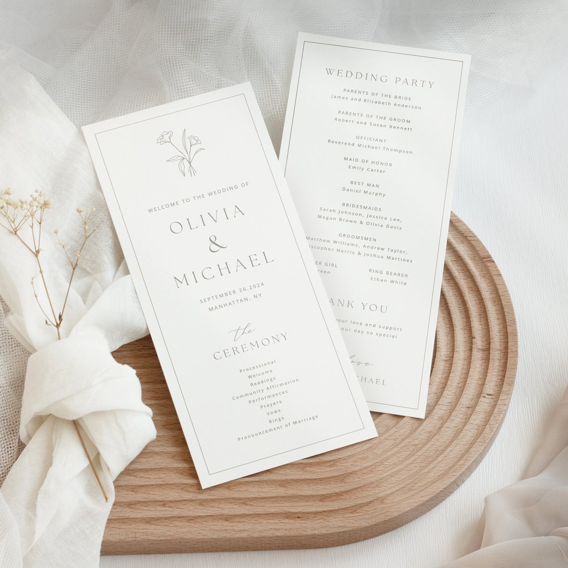 Simple Wedding Program Download, Elegant Wedding Ceremony Program ...