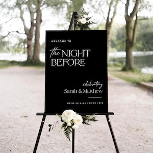 The Night Before Welcome Sign Template Black Editable Rehearsal Dinner ...