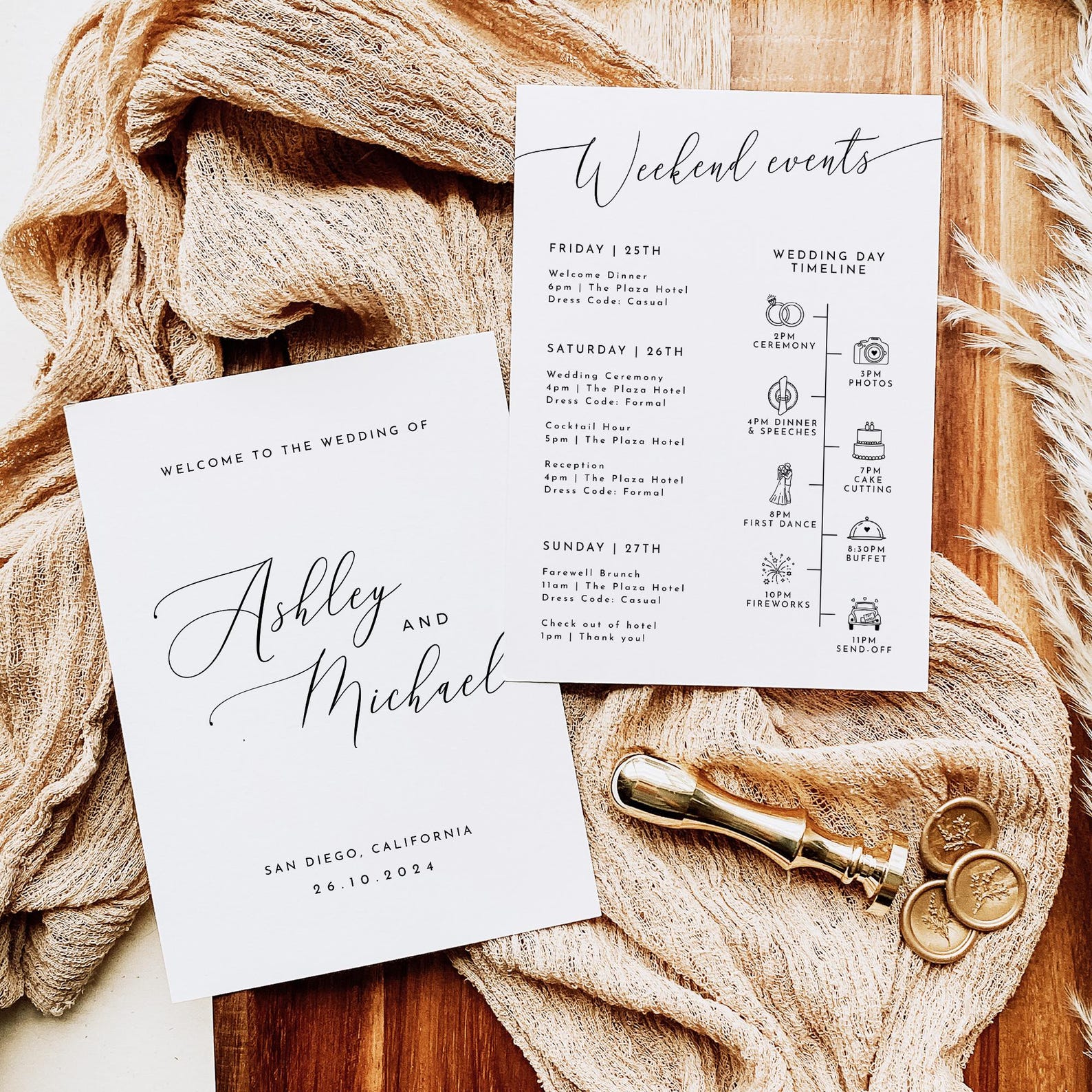 Wedding Fan Program Template Wedding Timeline Program Instant Download ...