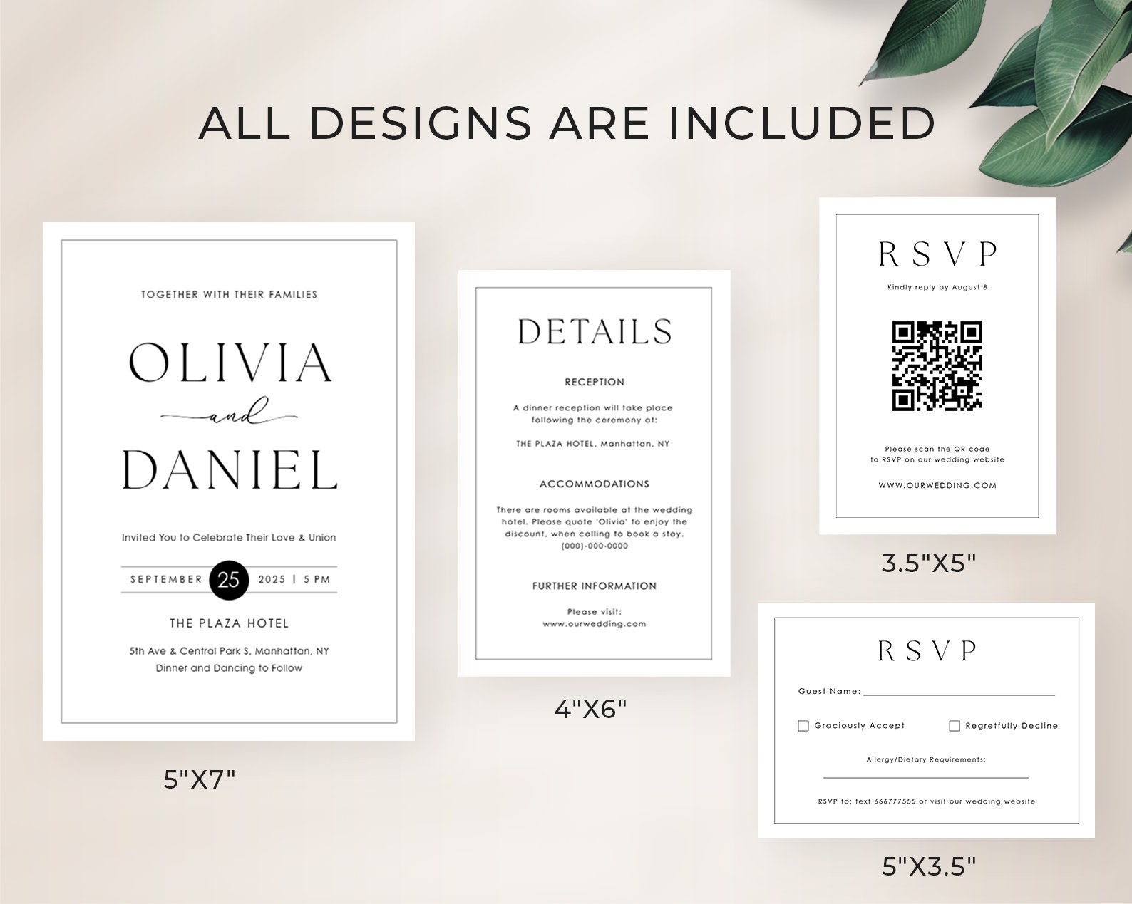 Elegant Wedding Invitation With Qr Code, Qr Code RSVP, Wedding ...