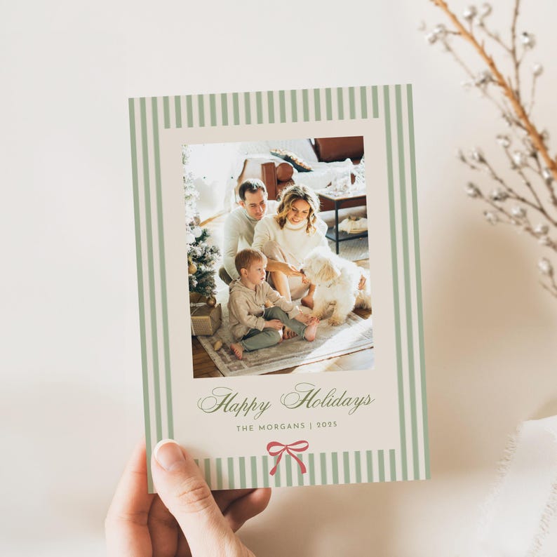 Happy Holidays Greeting Card Photo Card Template Family Christmas Card ...