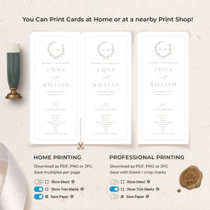 Wedding Program Template, Monogram Elegant Ceremony Program, Instant ...