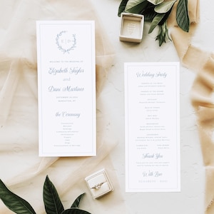 Elegant Wedding Program Template Monogram & Border Wedding Ceremony ...