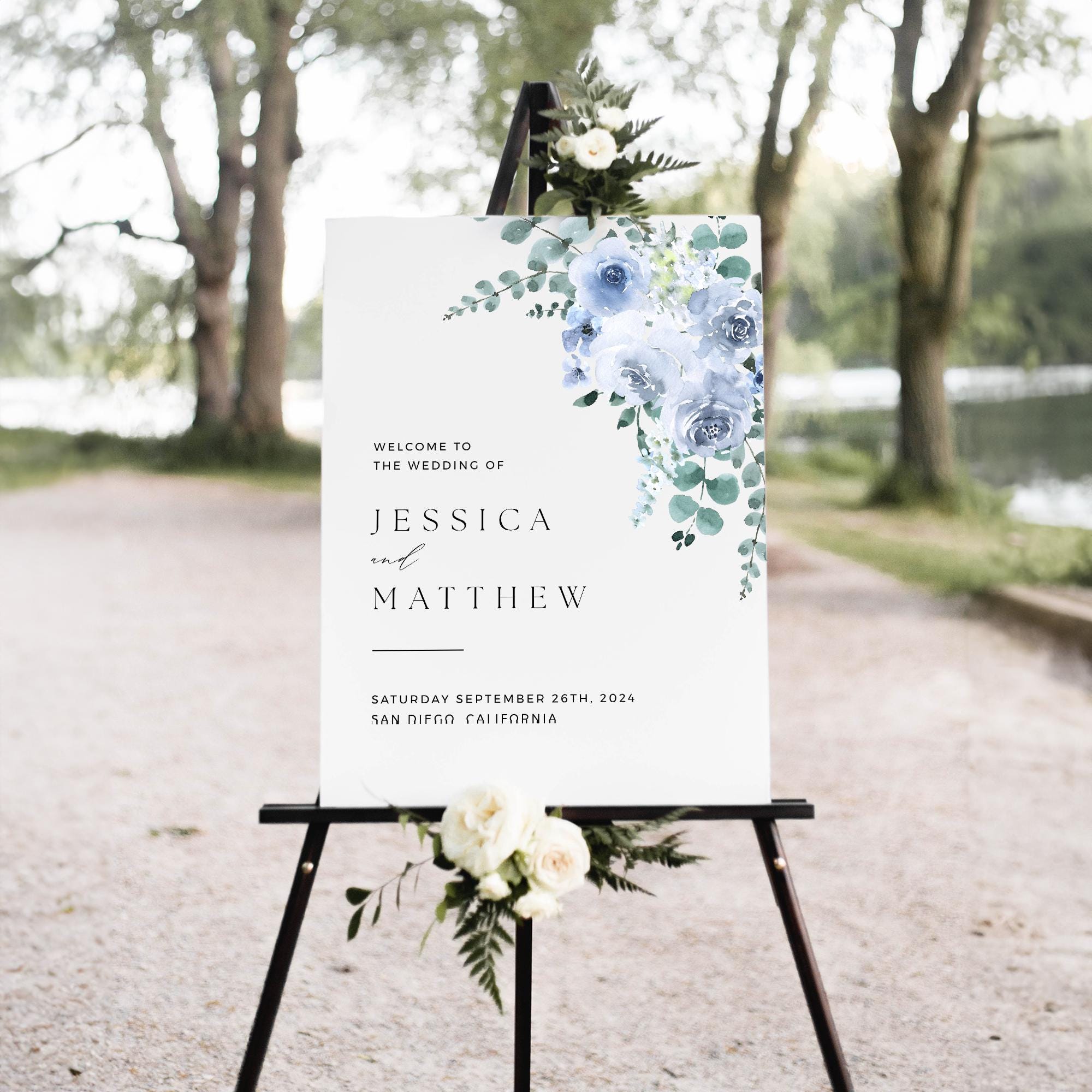 Blue Wedding Welcome Sign Template Editable Wedding Decor Blue Entrance ...