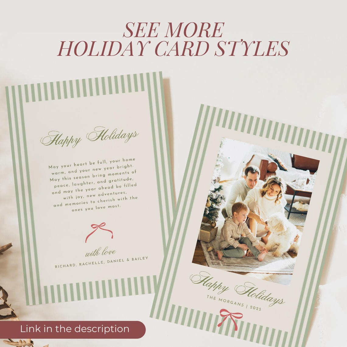 Happy Holidays Greeting Card Photo Card Template Family Christmas Card ...