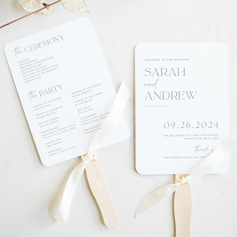 Modern Wedding Fan Program Template Timeline Program Instant Download ...