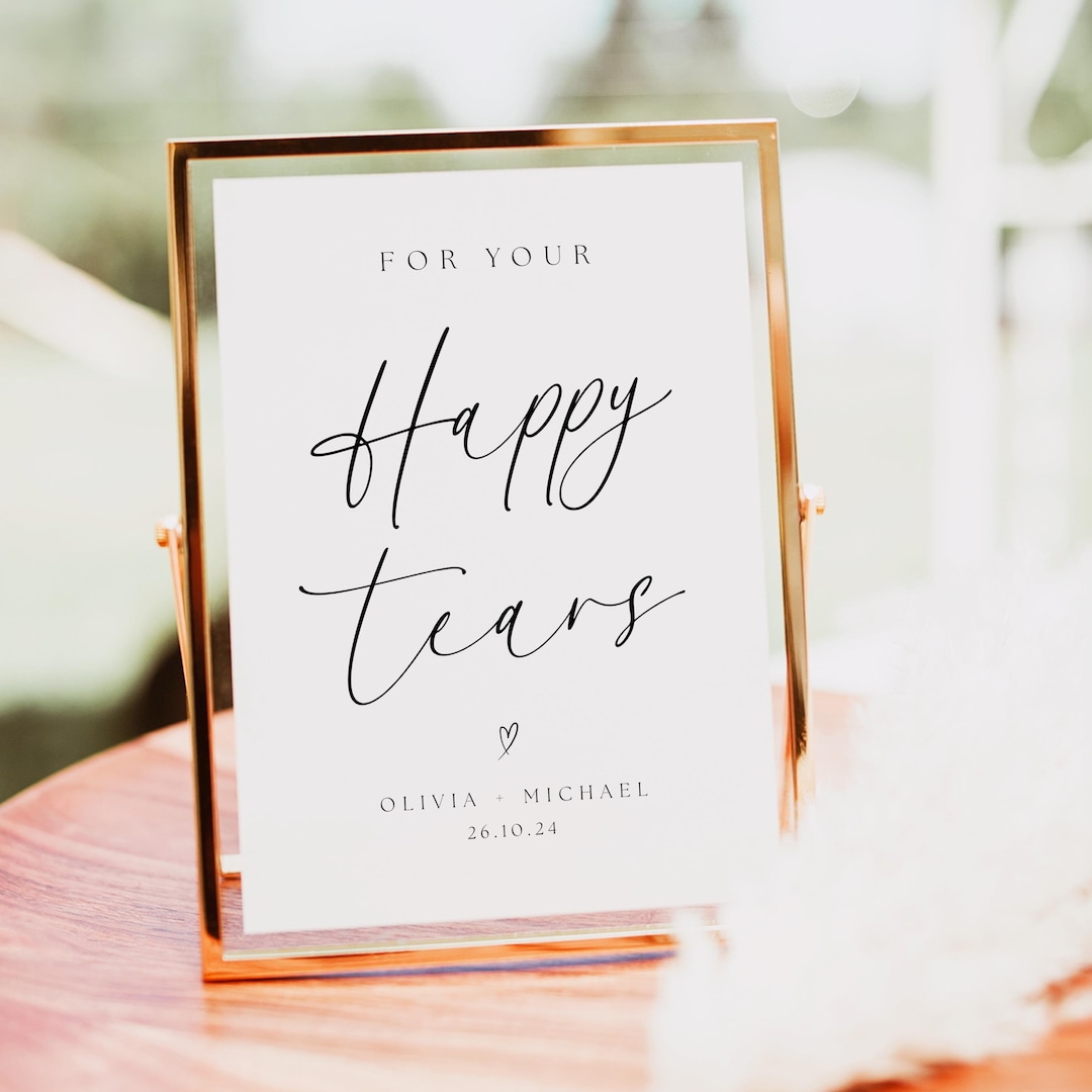 Happy Tears Template Printable Wedding Sign Wedding Day Kleenex Sign ...