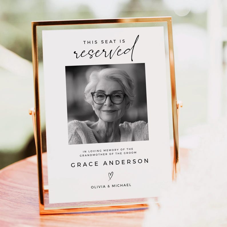 Wedding Memorial Sign Template Reserved Seat Sign Customizable Decor in ...