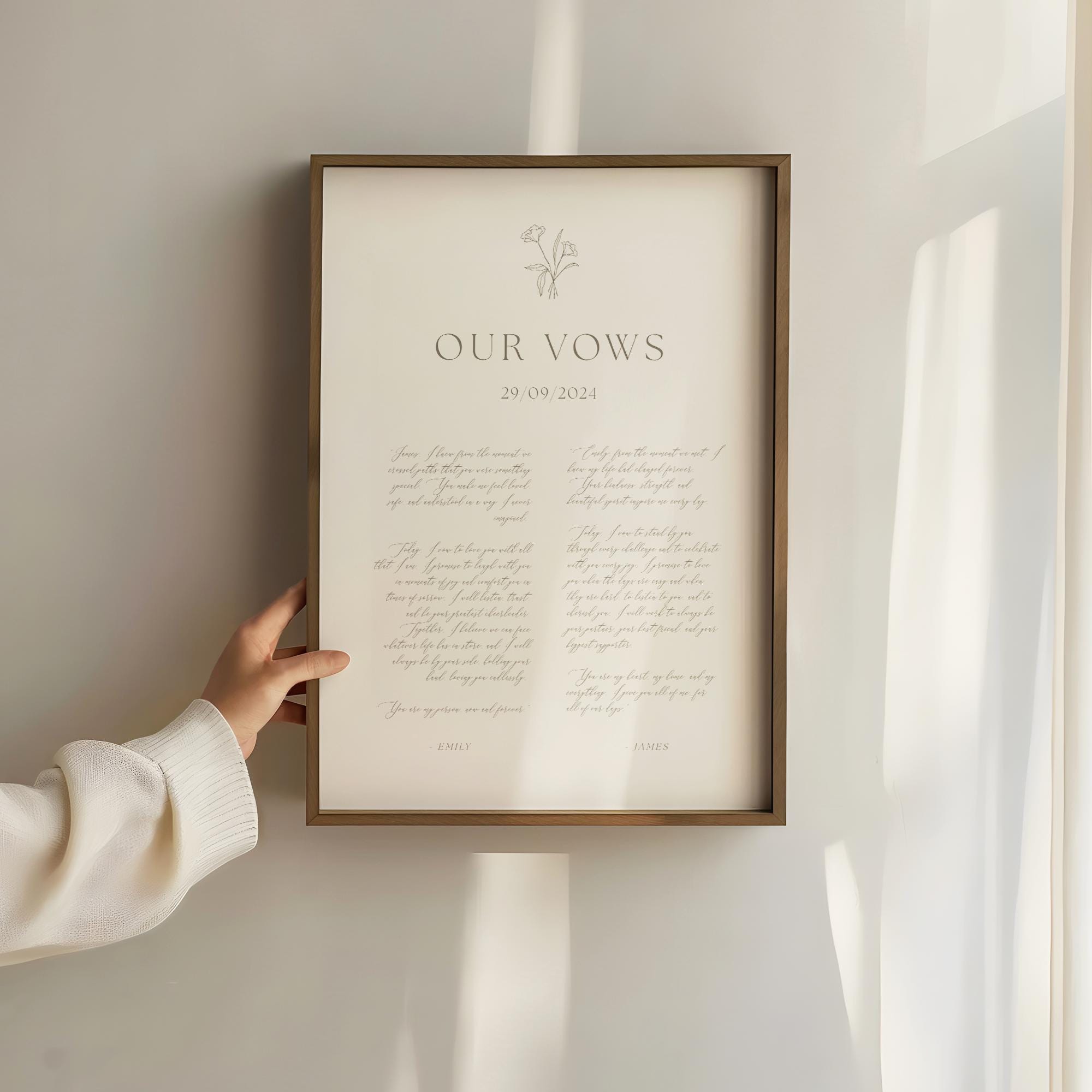 Wedding Vows Wall Art Our Vows Digital Wedding Vows Keepsake First ...