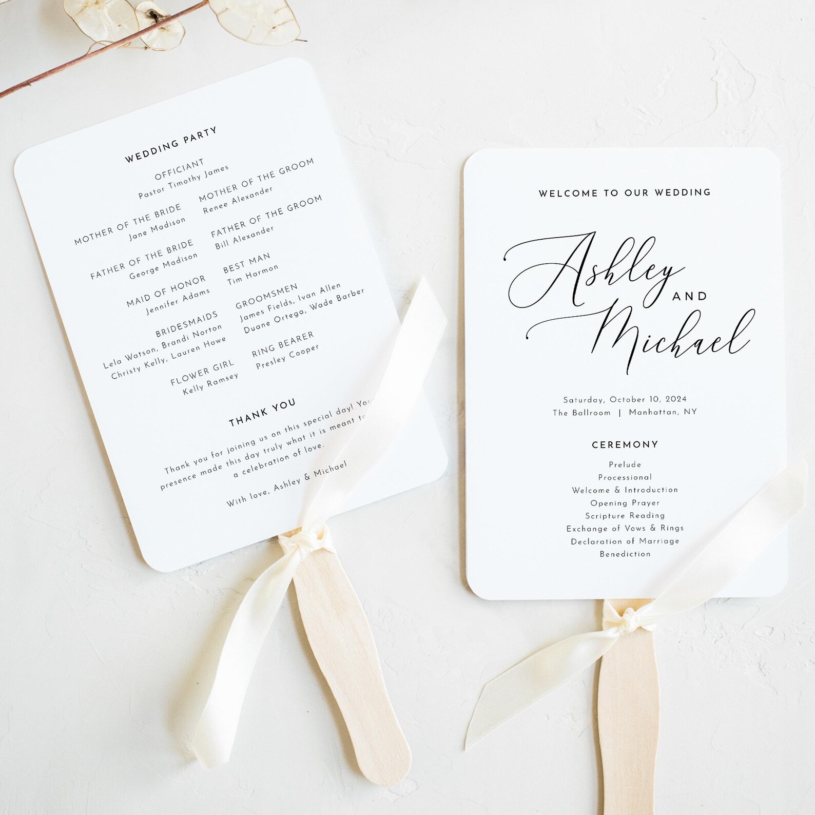 Modern Wedding Fan Program Template Timeline Program Instant Download ...