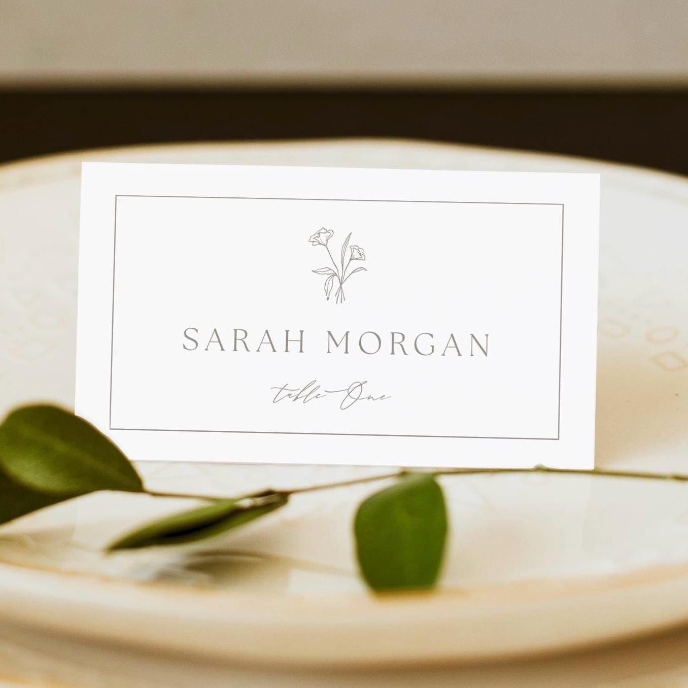 Elegant Wedding Place Card Template Printable Place Cards With Border ...