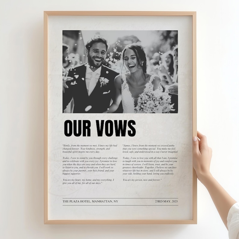 Custom Wedding Vows Print for Couple Personalized Vow Wall Art First ...