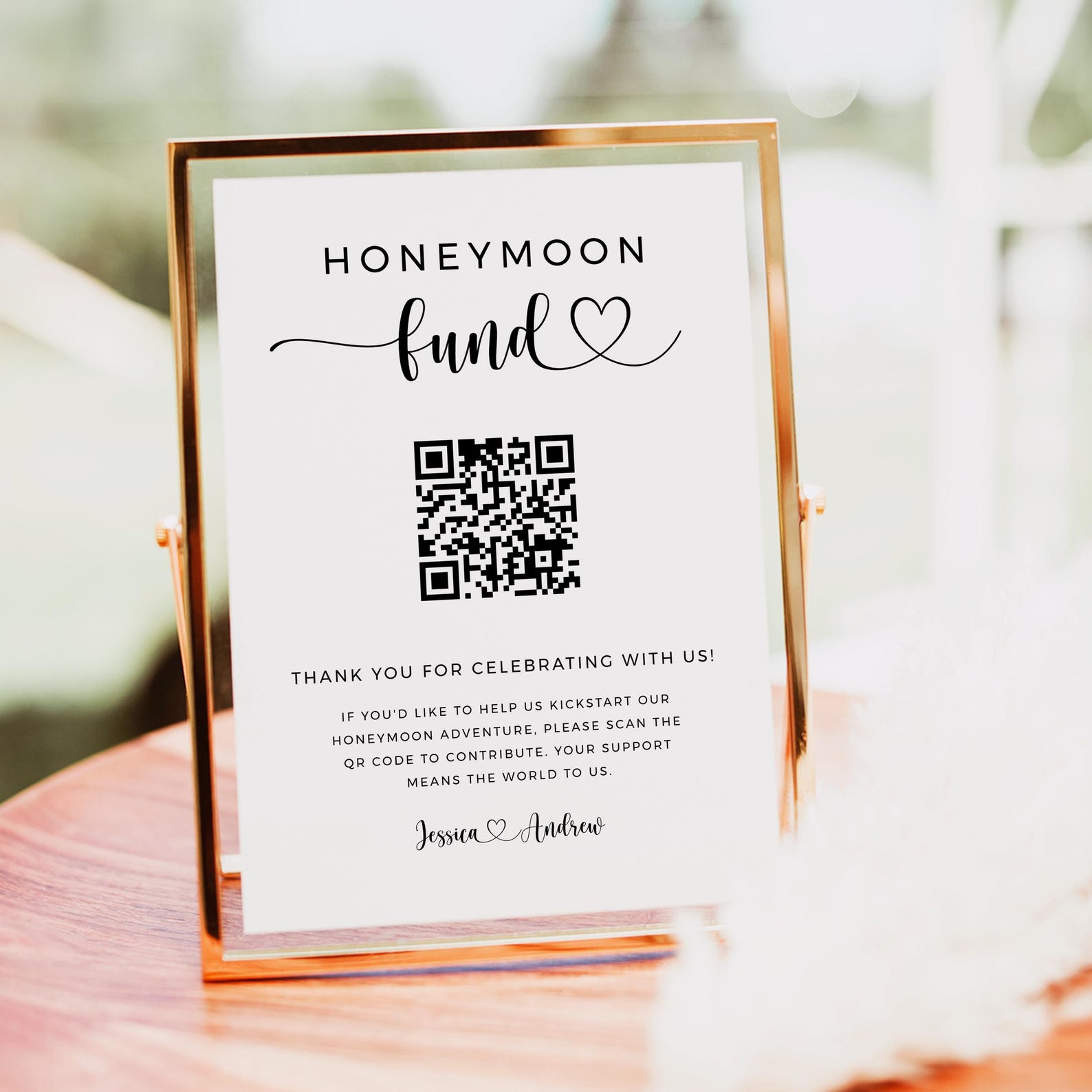 Modern Honeymoon Fund QR Code Sign Template, Editable Wedding Venmo ...