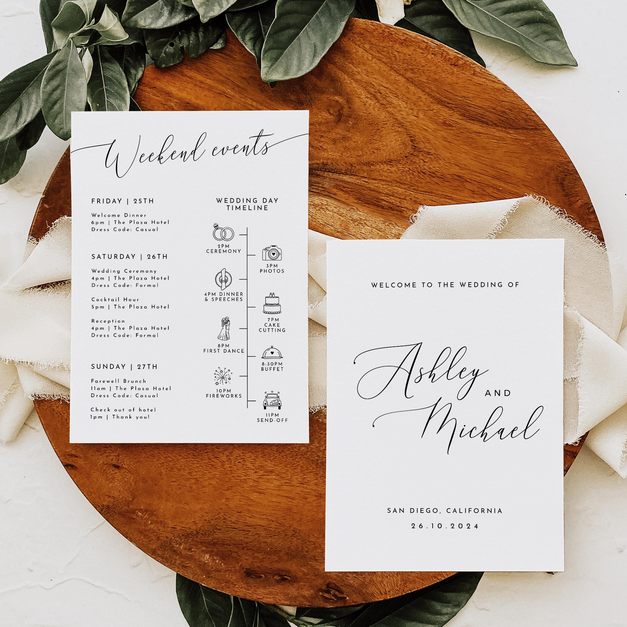Wedding Fan Program Template Wedding Timeline Program Instant Download ...