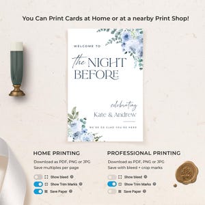 The Night Before Welcome Sign Template Editable Dusty Blue Rehearsal ...