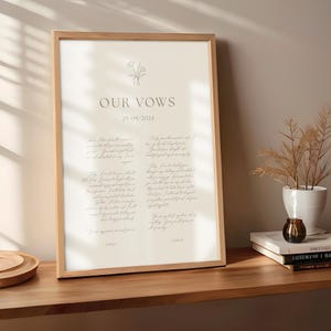 Wedding Vows Template Printable Wedding Keepsake Gift Custom Vow ...