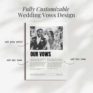 Custom Wedding Vows Print for Couple Personalized Vow Wall Art First ...