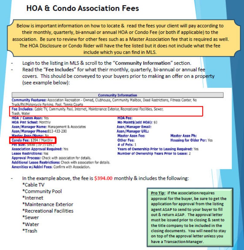 How to Find the HOA & Condo Fees on the Florida MLS Sheet - Etsy