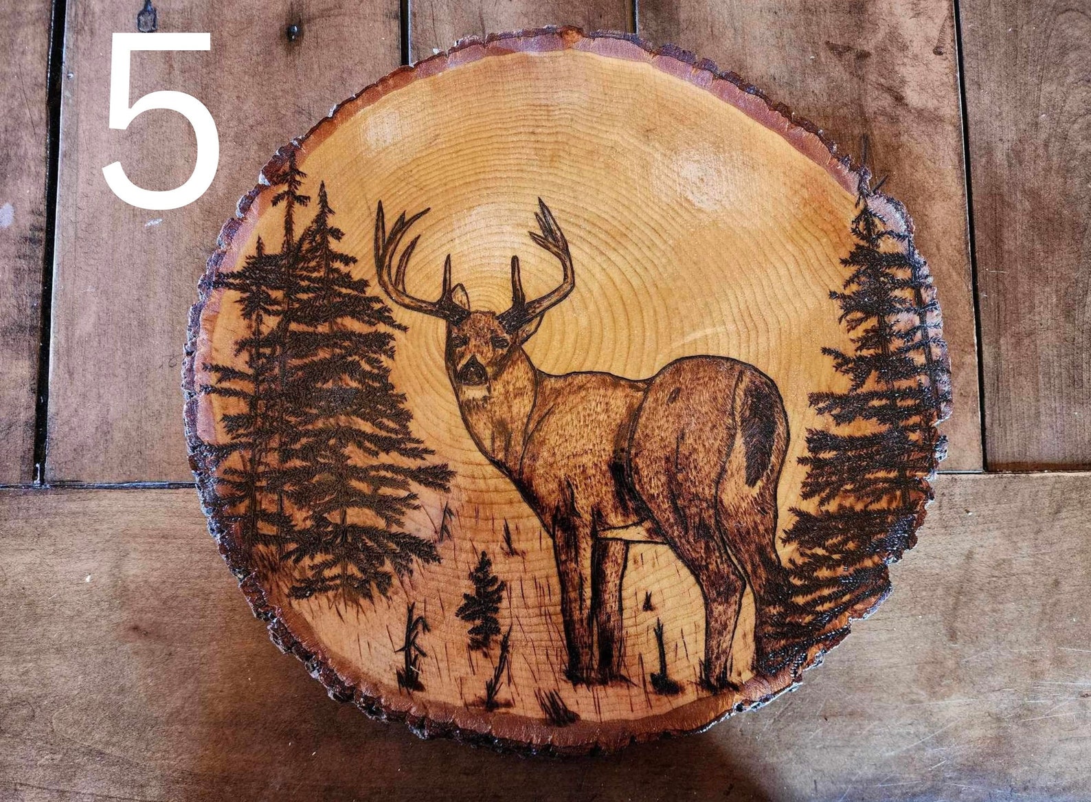 Hand Crafted Wood Burning Plaque Whitetail Deer Trout 12 by 15 Inch ...