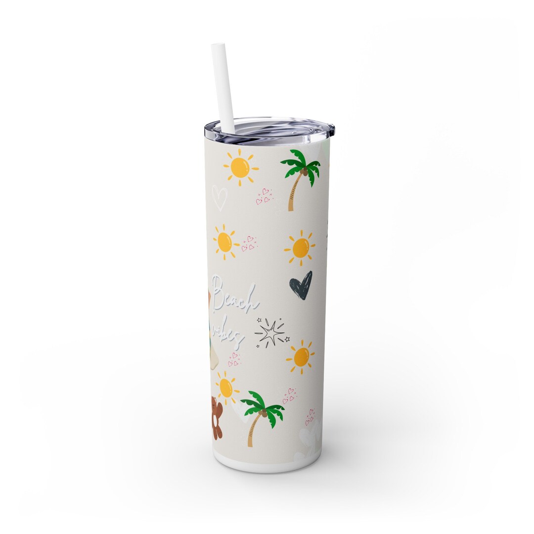20oz Skinny Tumbler With Straw Customizable Tumbler for Cold Drinks ...