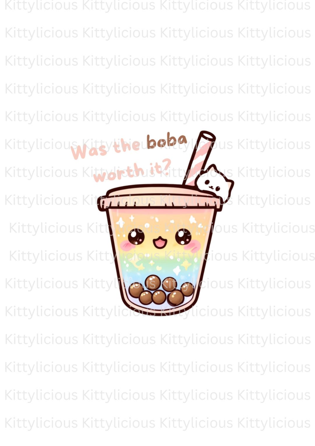 Boba Cat Digital Stickers | Cute Gen Z Kawaii Cat & Boba Pngs | Digital ...