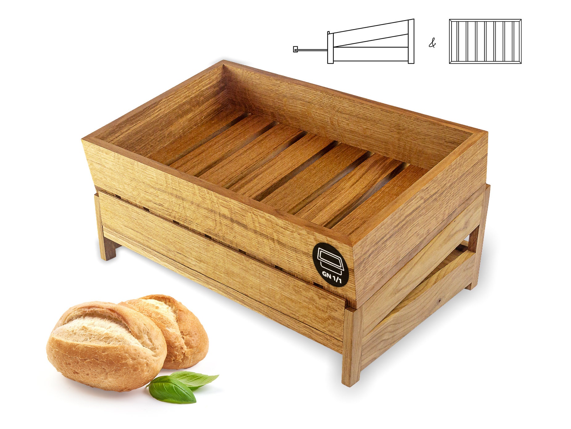 Bread Bin and Wooden Food Display Riser for Buffet Fruit Stand and ...