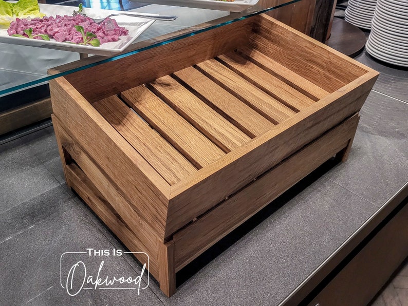 Bread Bin and Wooden Food Display Riser for Buffet Fruit Stand and ...