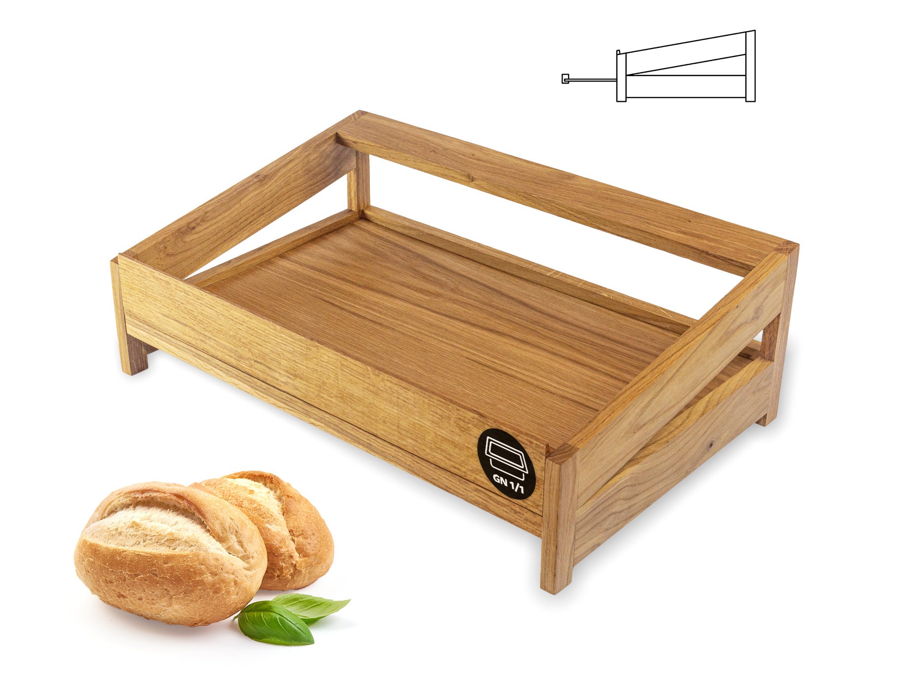 Bread Bin and Wooden Food Display Riser for Buffet Fruit Stand and ...