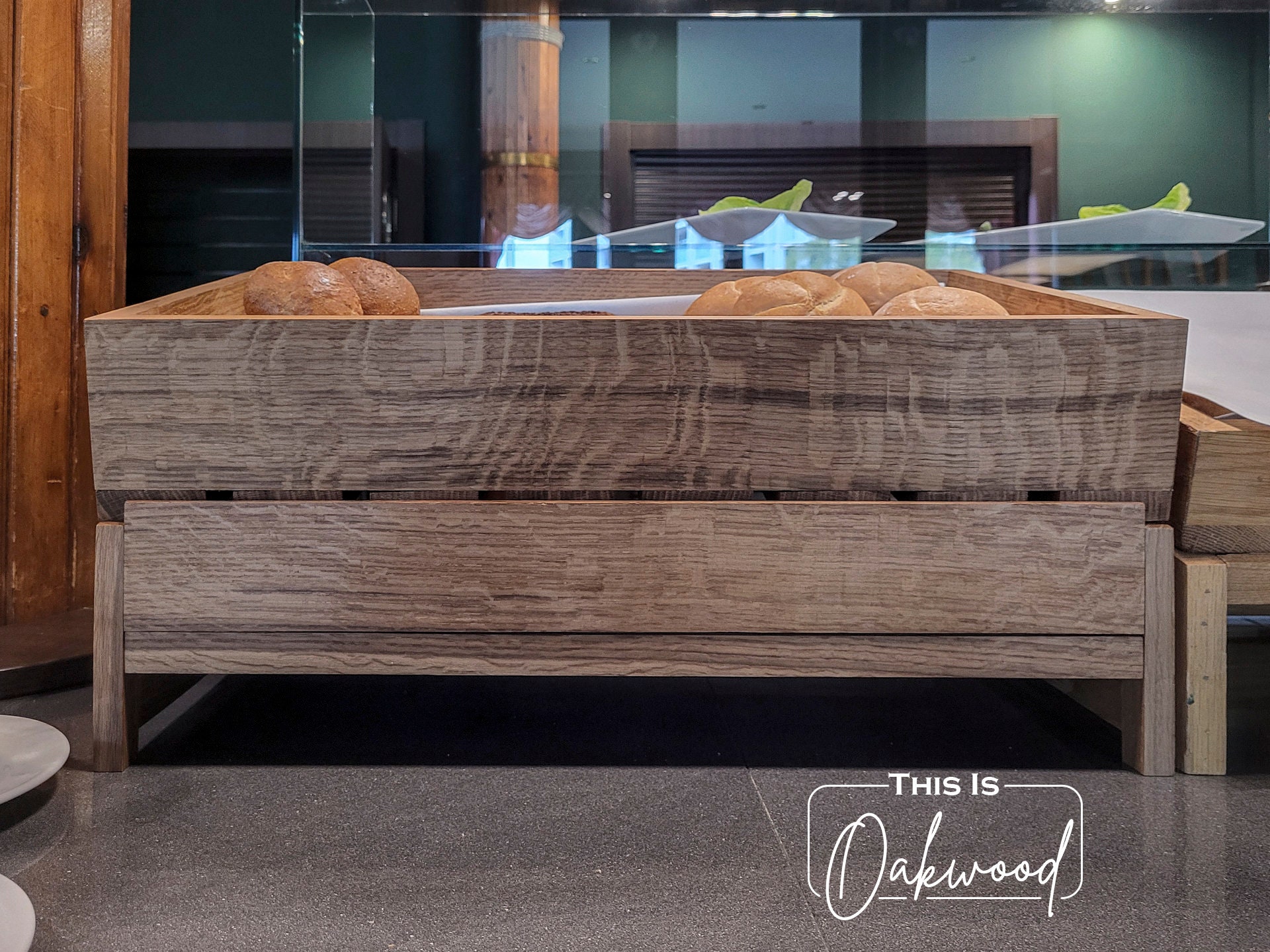 Bakery and Fruit Display Stand With Crate Made of White Oak Oakwood GN ...