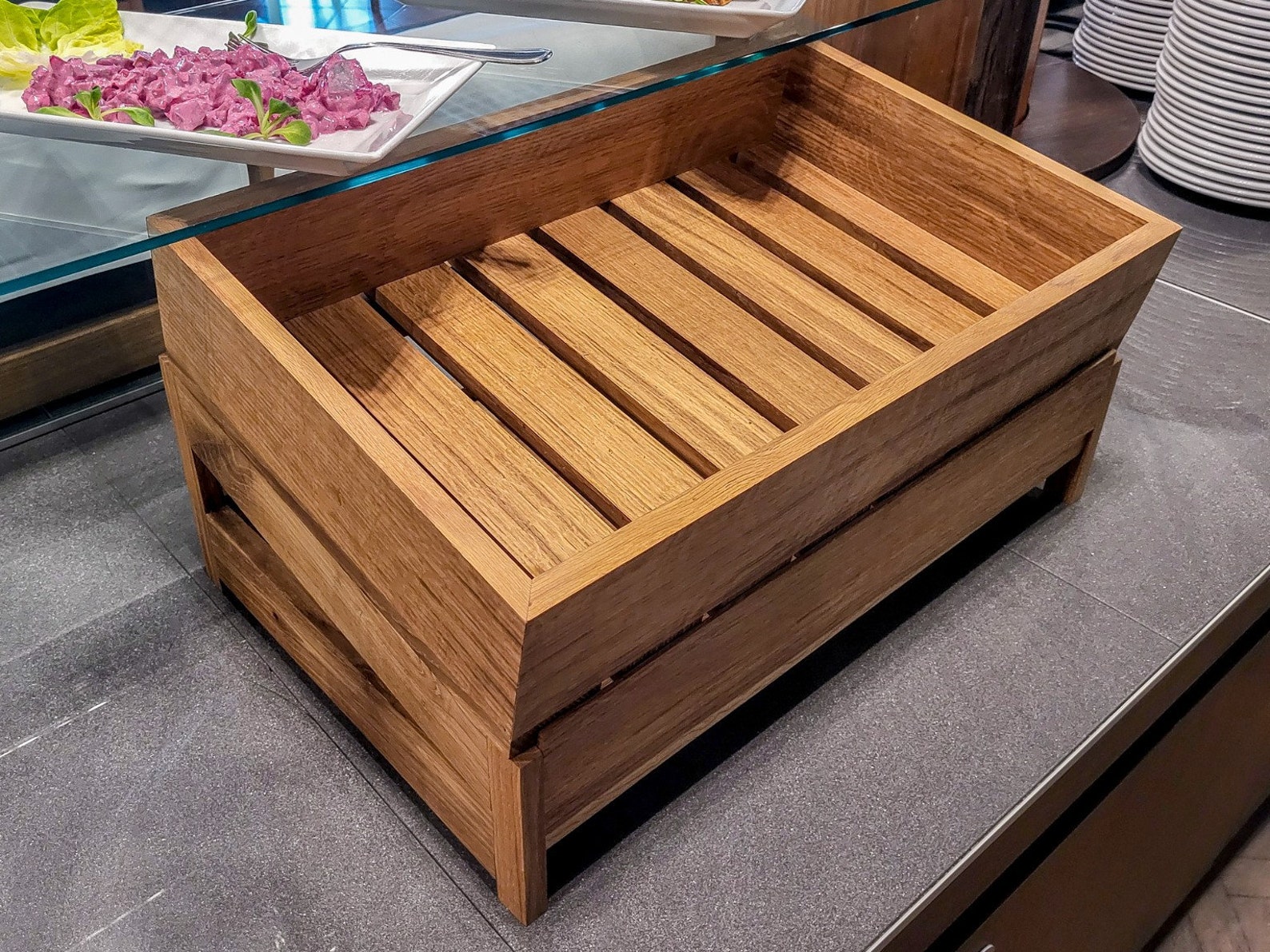 Section of Display Shelf With Sloped Base for Displaying Bread, Rolls ...
