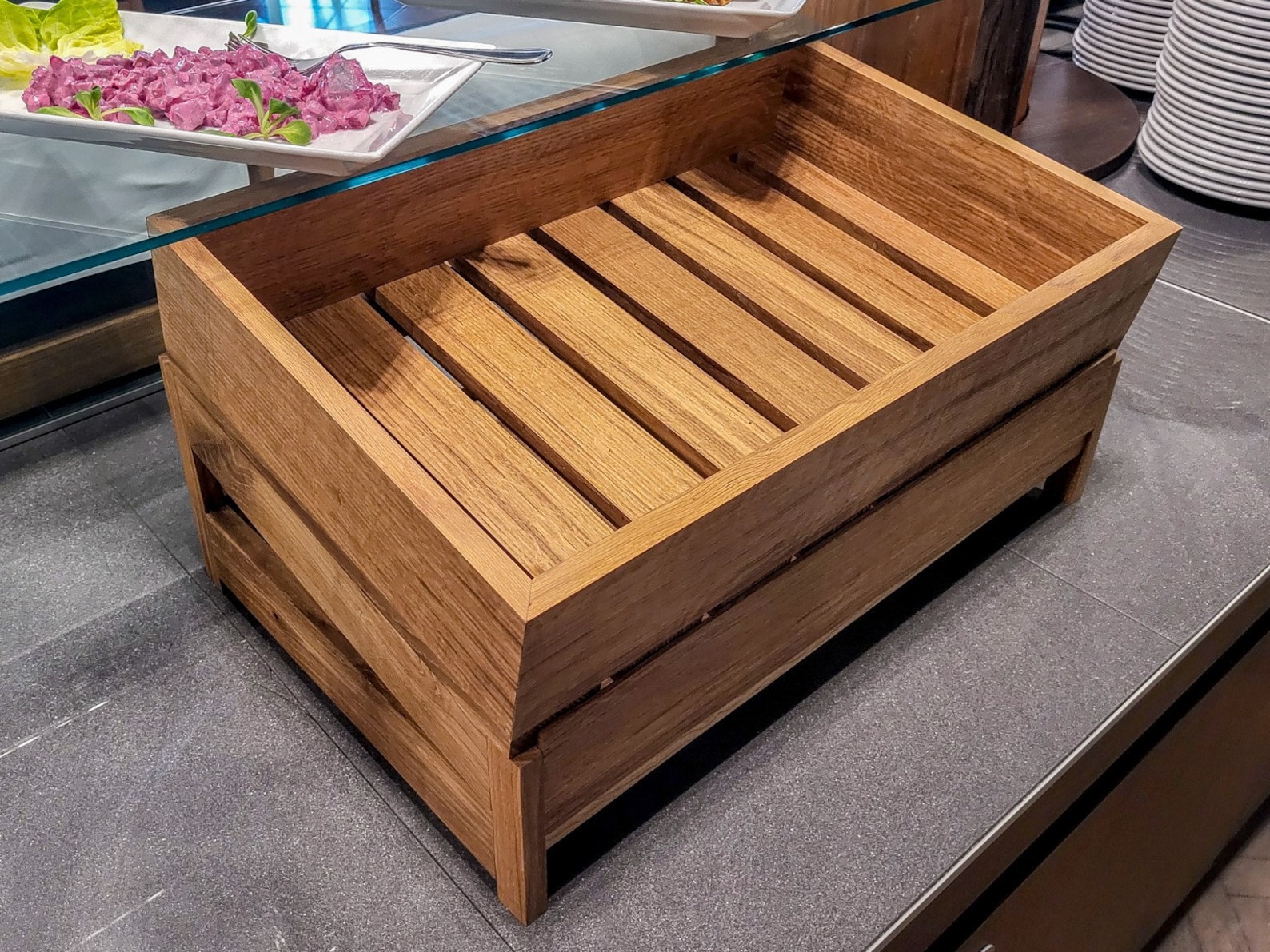 Wooden Fruit Box Case Pastry Display Wood Crate Bakery Dozen Wood Shelf ...