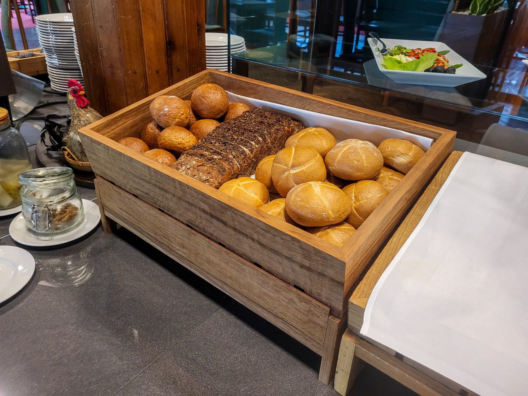 Wooden Fruit Box Case Pastry Display Wood Crate Bakery Dozen Wood Shelf ...