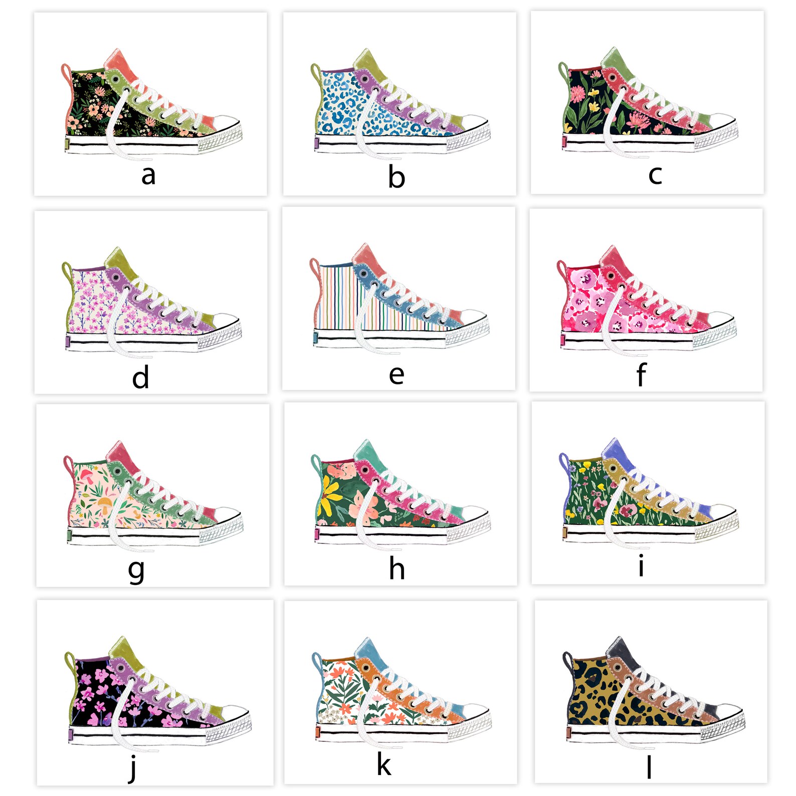 Shoe Art Custom Floral Sneaker Shoe Art Print Tween Art | Etsy